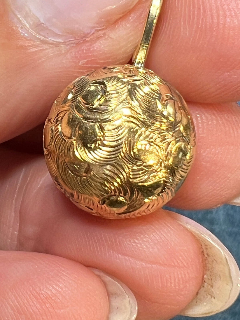 14k Gold 3-D Victorian Ball Sphere Watch Fob Pendant. Heavy 5.7g – Sea ...