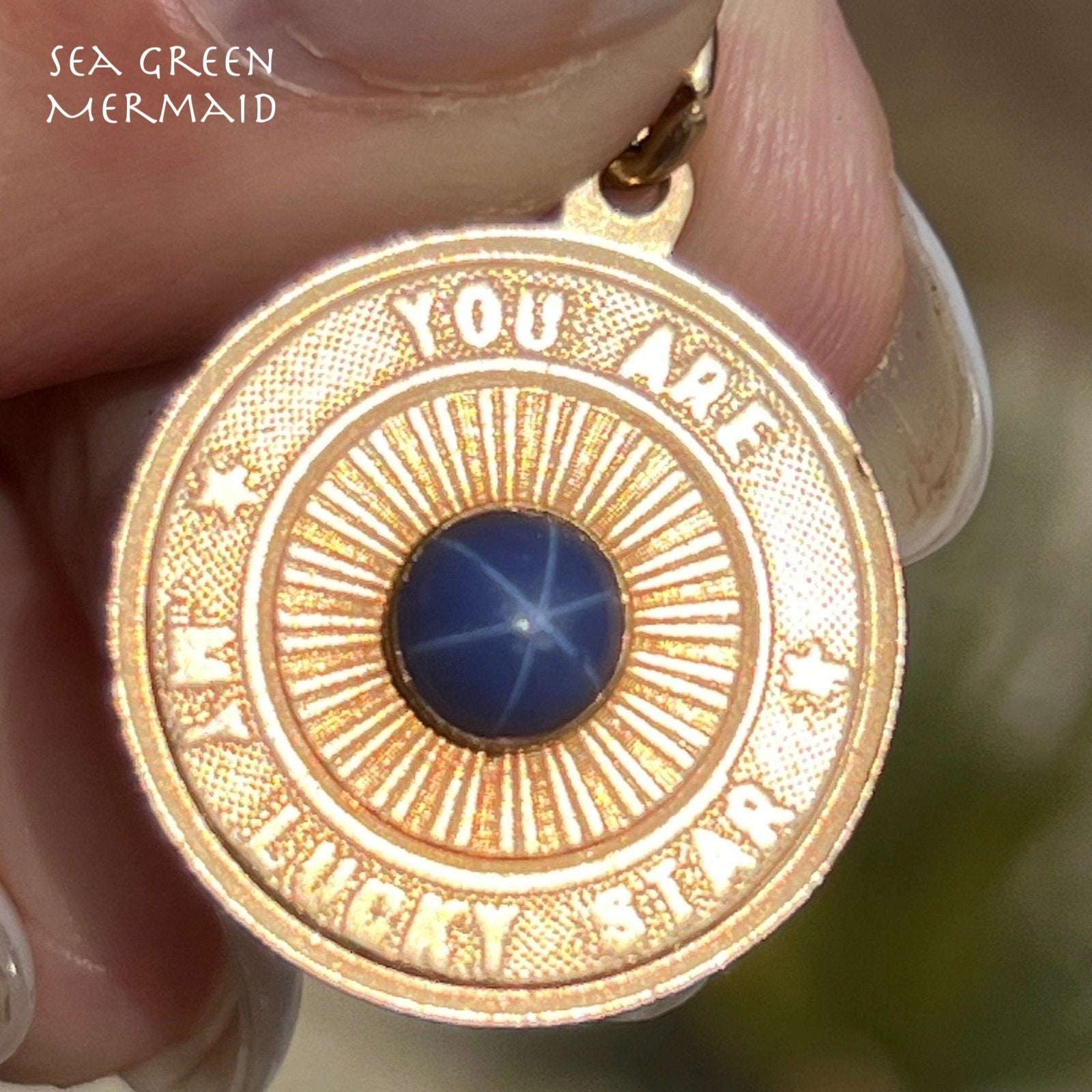 14k Gold Lucky Star Pendant w Lab Lindy Blue Star Sapphire *Video ...