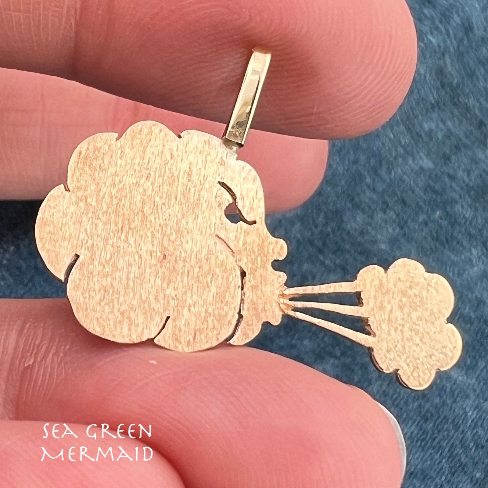 14k Gold Pendant Wind God Blowing the Clouds. Man in the Moon OOAK ...