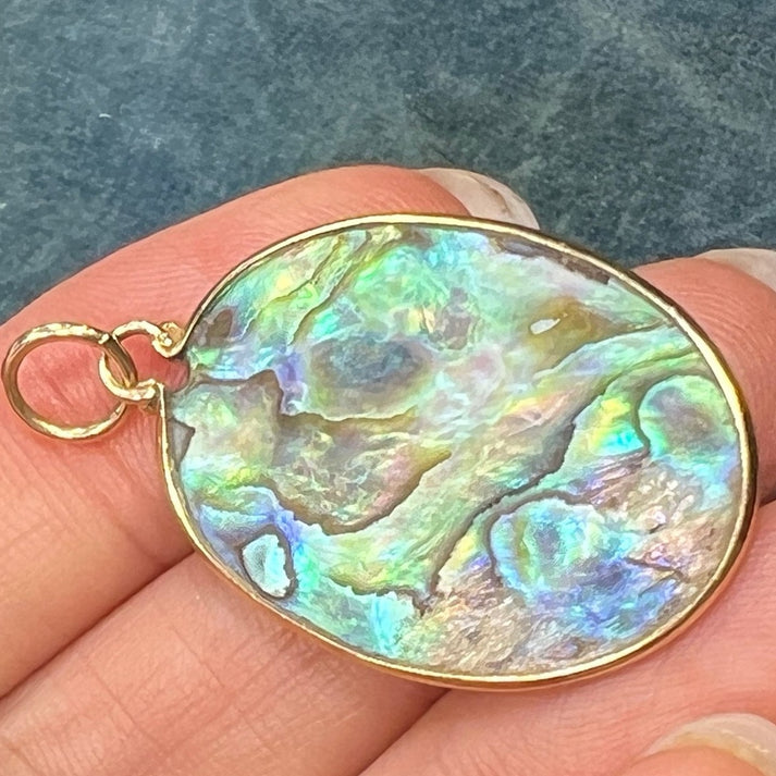 14k Yellow Gold New Zealand Paua Shell Pendant. Seashell Abalone – Sea ...