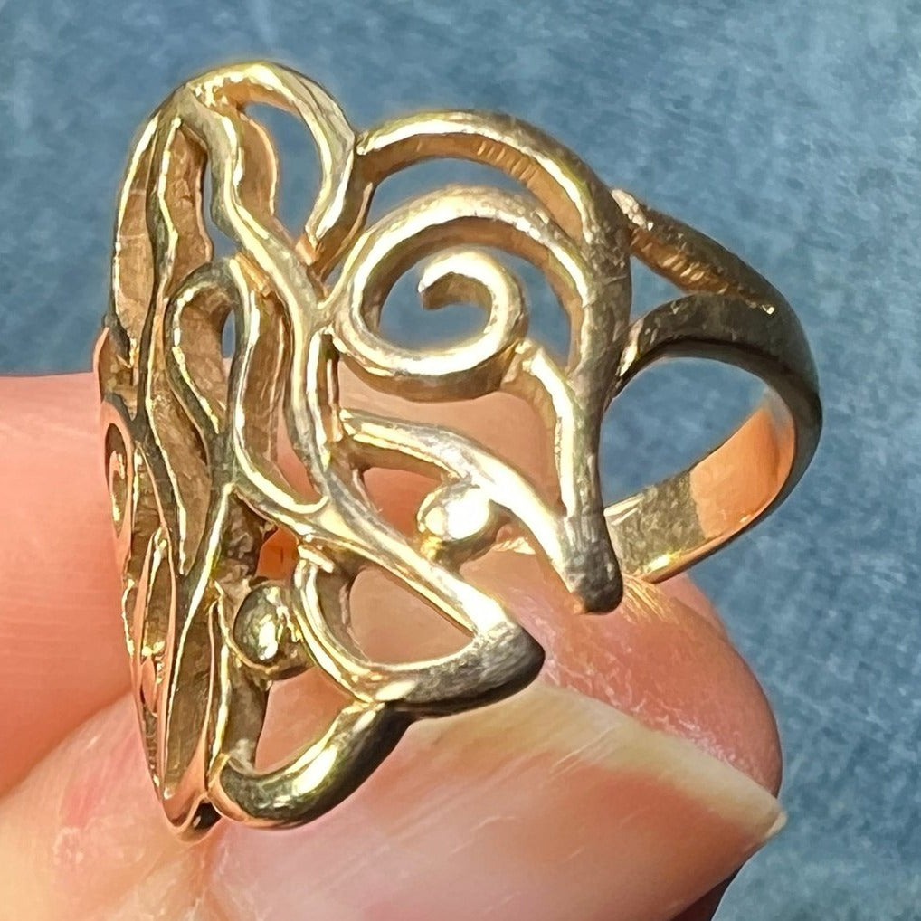 14k Yellow Gold Ascending Dove Ring. 3/4" - Designer! – Sea Green Mermaid