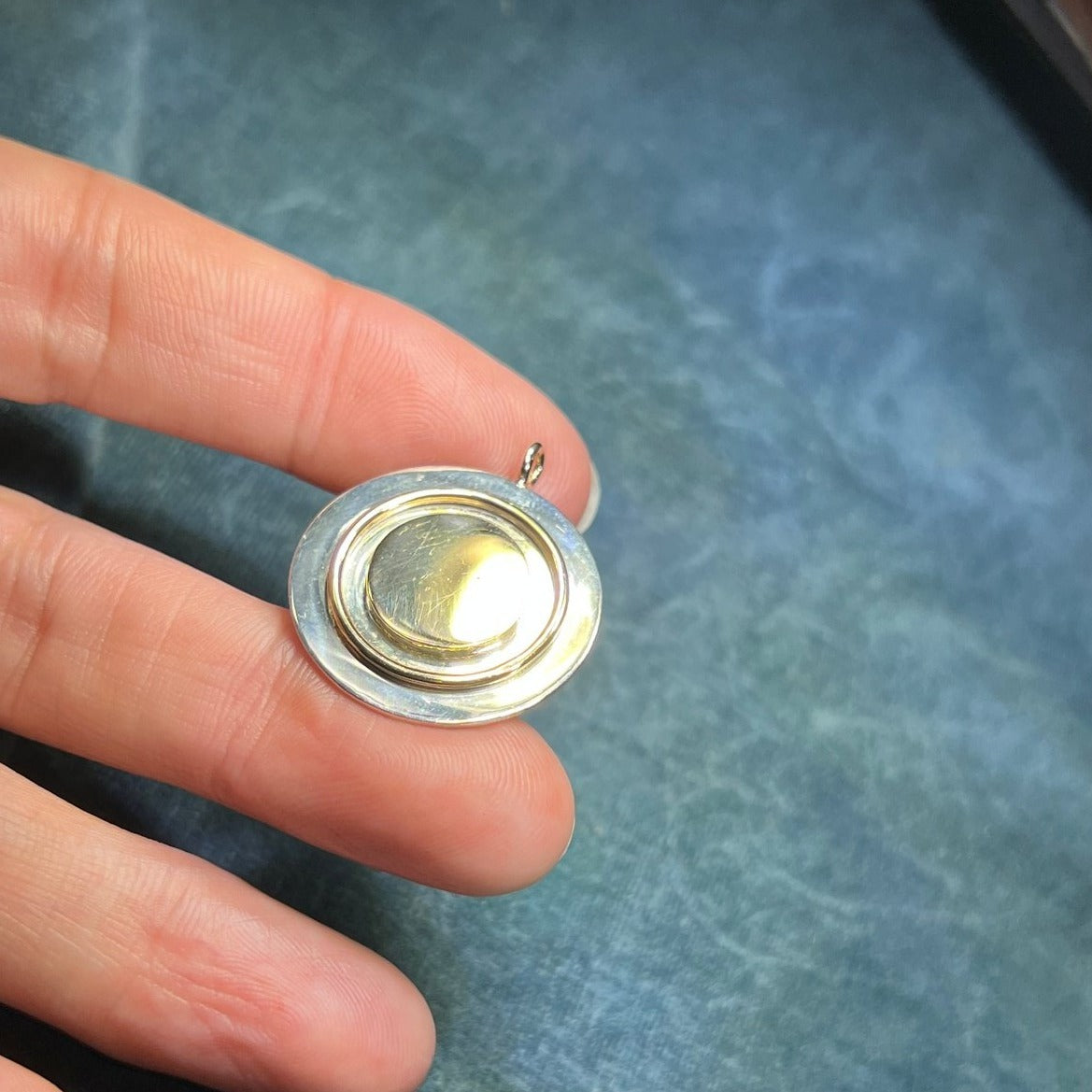 14k Gold + Silver Lunar Phase Full Moon Eclipse Pendant. M+J Savitt ...