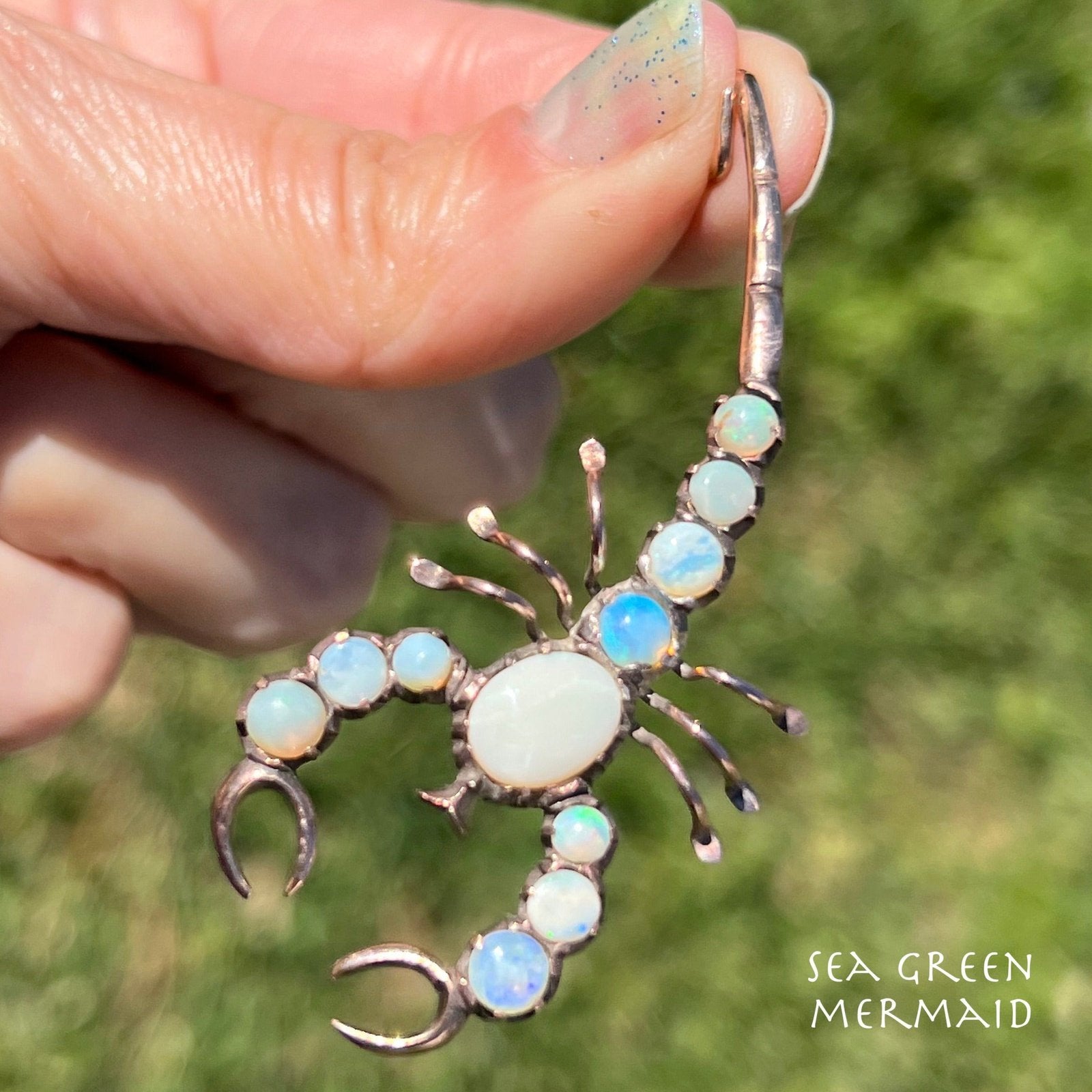 Australian Opal SCORPION Victorian Pendant. 2.7" *Video* – Sea Green ...
